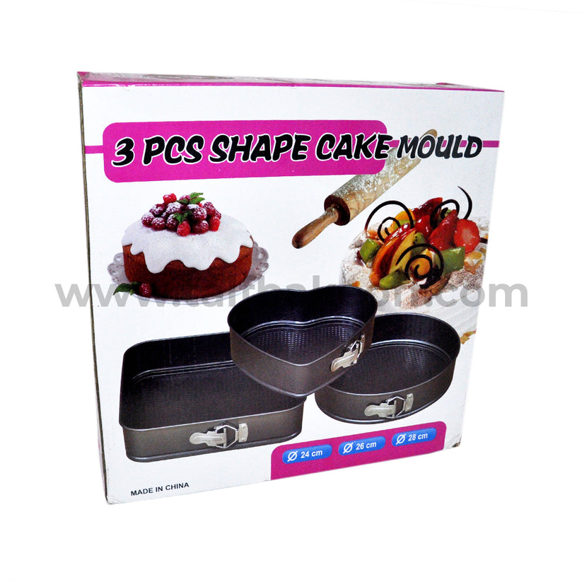 3pc Shape Spring Form Set | Teflon Coated Spring Form Heart, Round, an ...